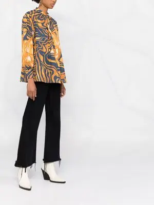 Alberta Ferretti Abstract-print Cotton Blouse