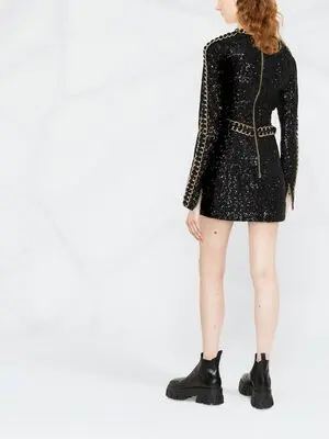 Balmain Chain-trim Sequin Dress