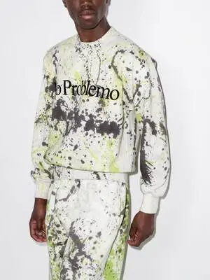 Aries Painterly Print Sweatshirt - Neutrals