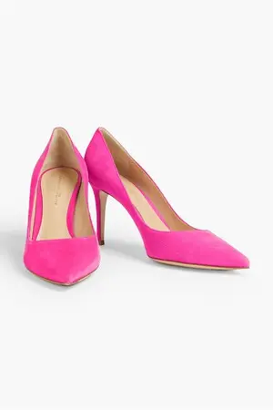 GIANVITO ROSSI 85 Suede Pumps - Bright Pink