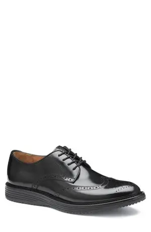 Johnston & Murphy Upton Wingtip Derby - Black/ Black Full Grain