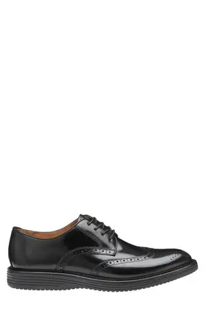 Johnston & Murphy Upton Wingtip Derby - Black/ Black Full Grain