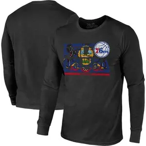 MAJESTIC THREADS Philadelphia 76ers City And State Tri-blend Long Sleeve T-shirt - Black