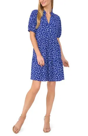 CECE DUPRAZ Brooke Ditsy Floral Minidress - Twilight Blue