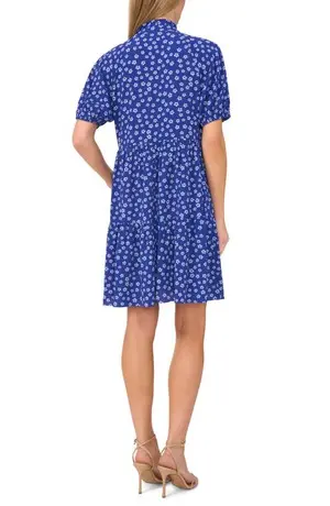 CECE DUPRAZ Brooke Ditsy Floral Minidress - Twilight Blue