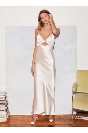 FLEUR DU MAL Fleur Du Mal Bow Slip Dress - Neutral