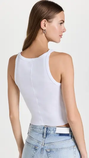 RE/DONE Cropped Ribbed Tank - Optic White