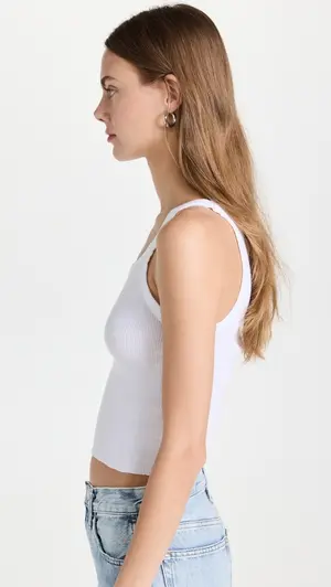 RE/DONE Cropped Ribbed Tank - Optic White