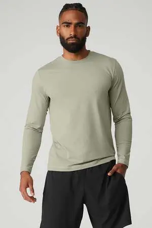 Alo Yoga Conquer Reform Crewneck Long Sleeve Top Limestone