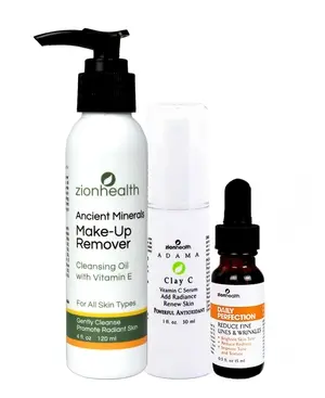 ZION HEALTH Day For Myself Kit Cleansing Oil Make Up Remover 4 Oz + Daily Perfection Serum 0.5 Oz + Vitamin C Serum 1 Oz - No Color