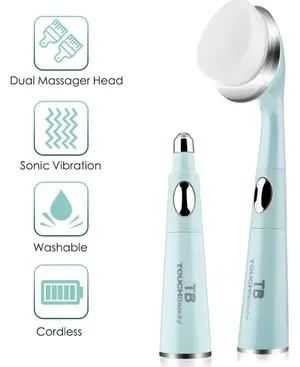TOUCHBEAUTY 2 In 1 Sonic Facial Brush Cleanser Eye Massager