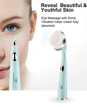 TOUCHBEAUTY 2 In 1 Sonic Facial Brush Cleanser Eye Massager