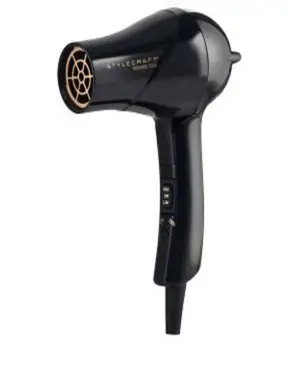 STYLECRAFT Peewee 1200 Folding Handle Dual Voltage Compact Travel Hair Dryer With Nozzle