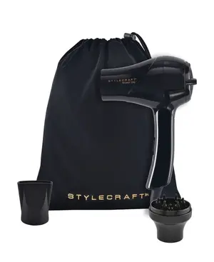 STYLECRAFT Peewee 1200 Folding Handle Dual Voltage Compact Travel Hair Dryer With Nozzle