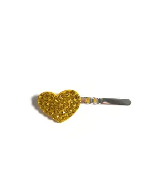 SOHO STYLE Mini Heart Barrette - Yellow