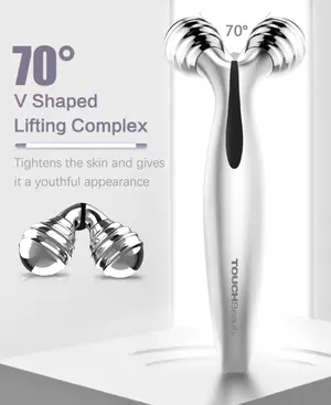 TOUCHBEAUTY Microcurrent Facial Face Massager Device Roller - Silver