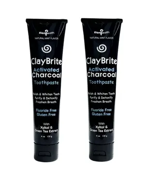 ZION HEALTH Claybrite Activated Charcoal Toothpaste Set Of 2 Pack - No Color