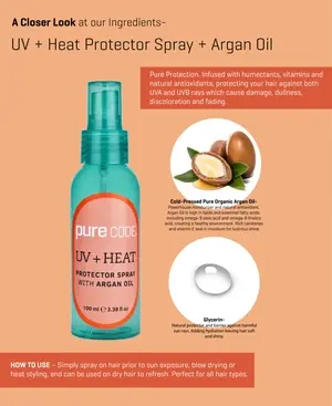PURECODE Uv + Heat Protector Spray With Argan Oil