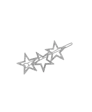SOHO STYLE Curved Sparkling Stars Barrette - Silver