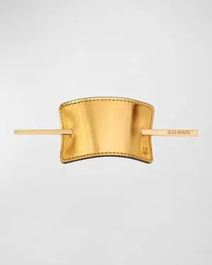 ROZ HAIR Balmain Hair Leather Barrette Gold