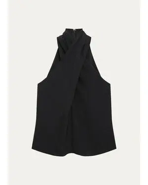 Theory Halter Solid Sleeveless Top Blk