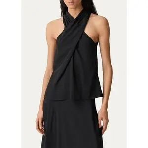 Theory Halter Solid Sleeveless Top - Blk
