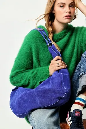 Free People Free People Roma Suede Hobo Bag Electric Cobalt