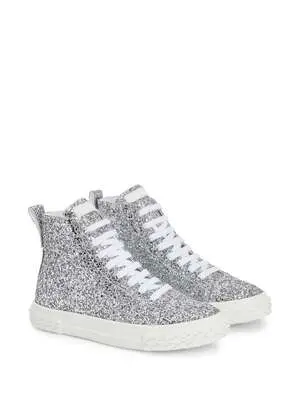 GIUSEPPE ZANOTTI Glitter High-top Sneakers - Silver