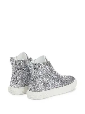 GIUSEPPE ZANOTTI Glitter High-top Sneakers - Silver