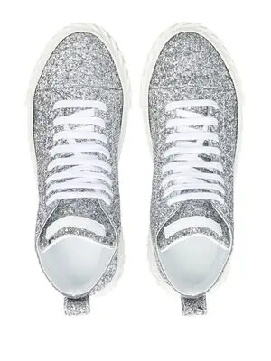 GIUSEPPE ZANOTTI Glitter High-top Sneakers - Silver