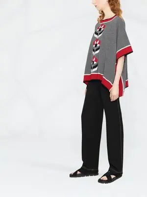 Moschino Intarsia-knit Floral Poncho Top