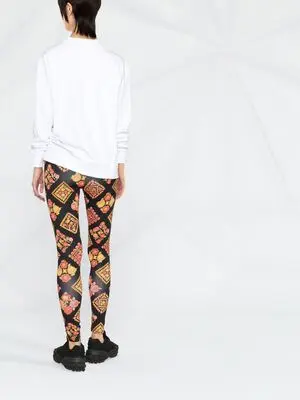 La DoubleJ Floral Check Leggings - Black