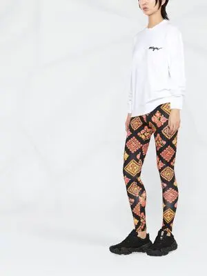 La DoubleJ Floral Check Leggings - Black