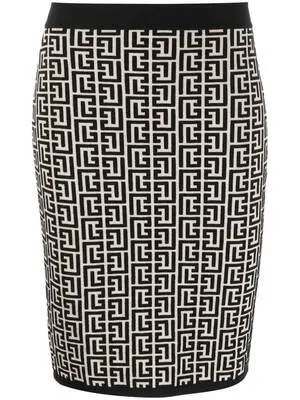 Balmain Monogram Pattern Mini Skirt - Neutrals