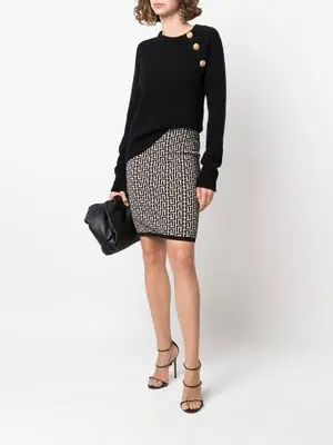 Balmain Monogram Pattern Mini Skirt - Neutrals