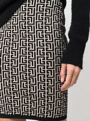 Balmain Monogram Pattern Mini Skirt - Neutrals