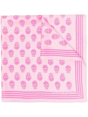 Alexander McQueen Skull-print Silk Scarf Pink