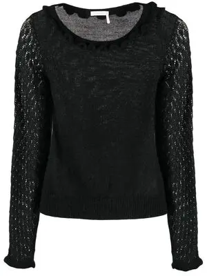See By Chloé Scalloped Fine-knit Top