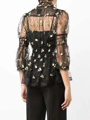Anna Sui Floral-embroidered Lace Blouse
