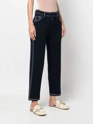 BARRIE High-rise Straight-leg Trousers - Blue