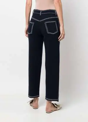 BARRIE High-rise Straight-leg Trousers - Blue