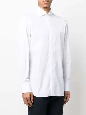 FINAMORE 1925 Long-sleeve Poplin Shirt - White