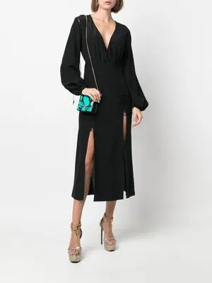 Roberto Cavalli Front-slit Silk Midi Dress