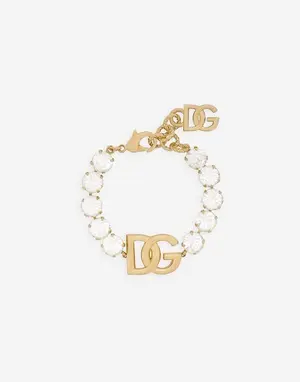 Dolce & Gabbana Rhinestone Bracelet With Logo - Gold