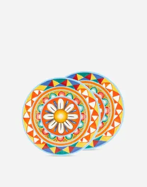 Dolce & Gabbana Set 2 Bread Plates In Fine Porcelain - Multicolor