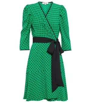 green emerald velvet dress Peggy Wrap Dress in Green Polka Dot | Vintage 1940s Style Wrap Dress main image 1