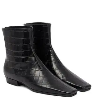 TOTEME Croc-effect Leather Ankle Boots