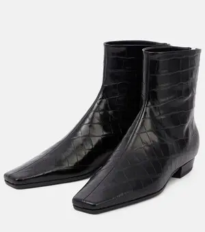 TOTEME Croc-effect Leather Ankle Boots