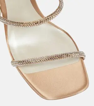 Rene Caovilla Cleo Embellished Satin Sandals - Beige