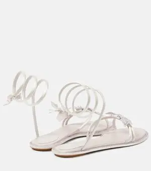 Rene Caovilla Cleo Embellished Satin Sandals - Pink